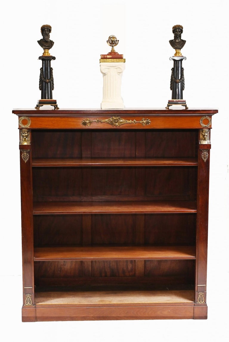 French Empire Bookcase Open Antique Mahogany 1890 For Sale at 1stDibs