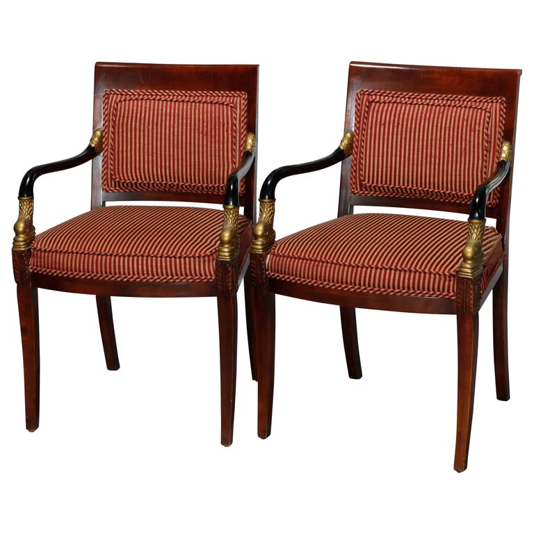 French Empire Century Chair Co. Carved, Ebonized and Gilt Mahogany ...