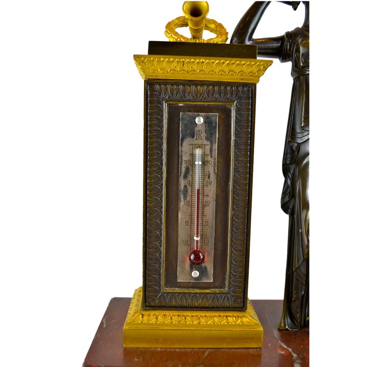 French Empire Clock and Barometer Desk Set For Sale at 1stDibs