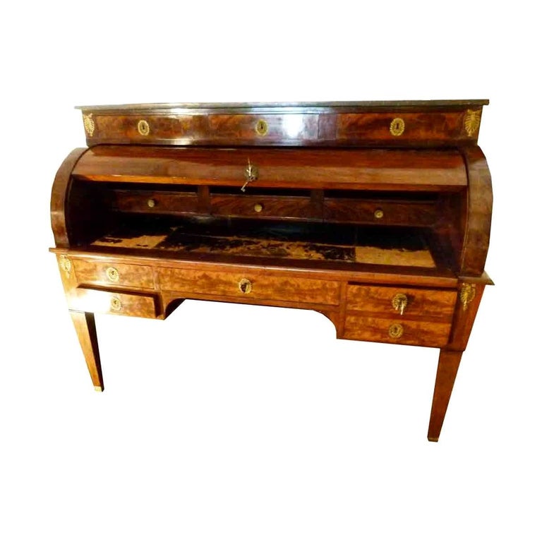 French Empire Colonial Mahogany Secretary in Oval Shape at 1stDibs