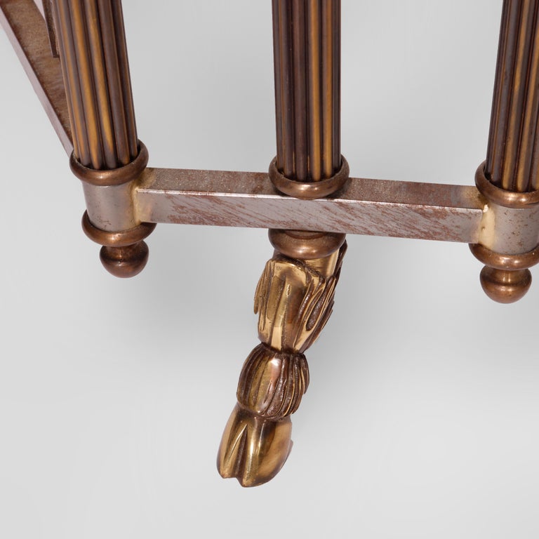 French Empire Figural Bronzed Metal and Glass Center Table with Ram's ...