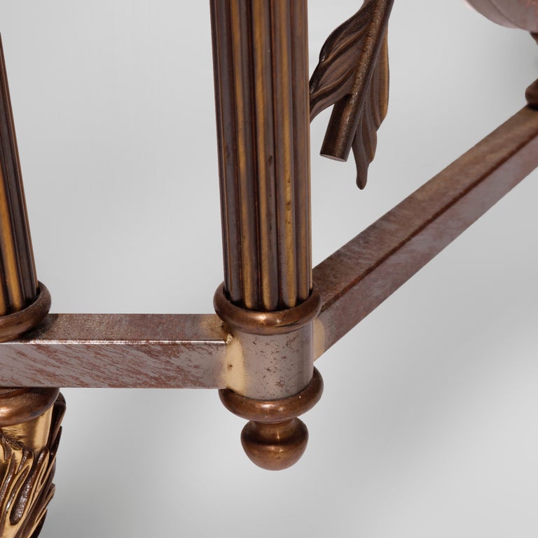 French Empire Figural Bronzed Metal and Glass Center Table with Ram's ...