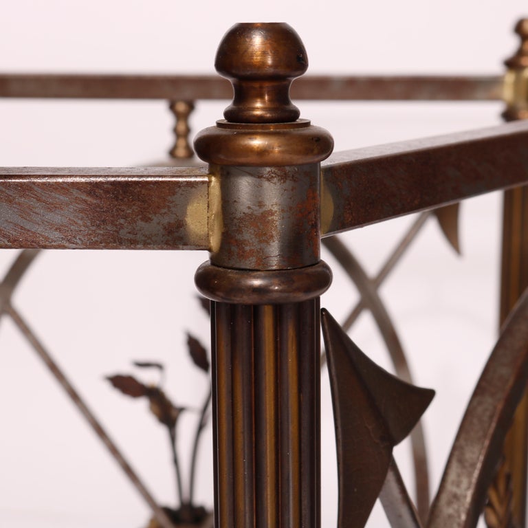 French Empire Figural Bronzed Metal and Glass Center Table with Ram's ...