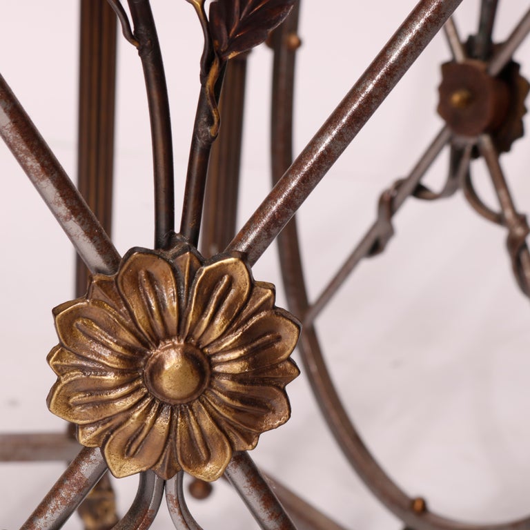 French Empire Figural Bronzed Metal and Glass Center Table with Ram's ...