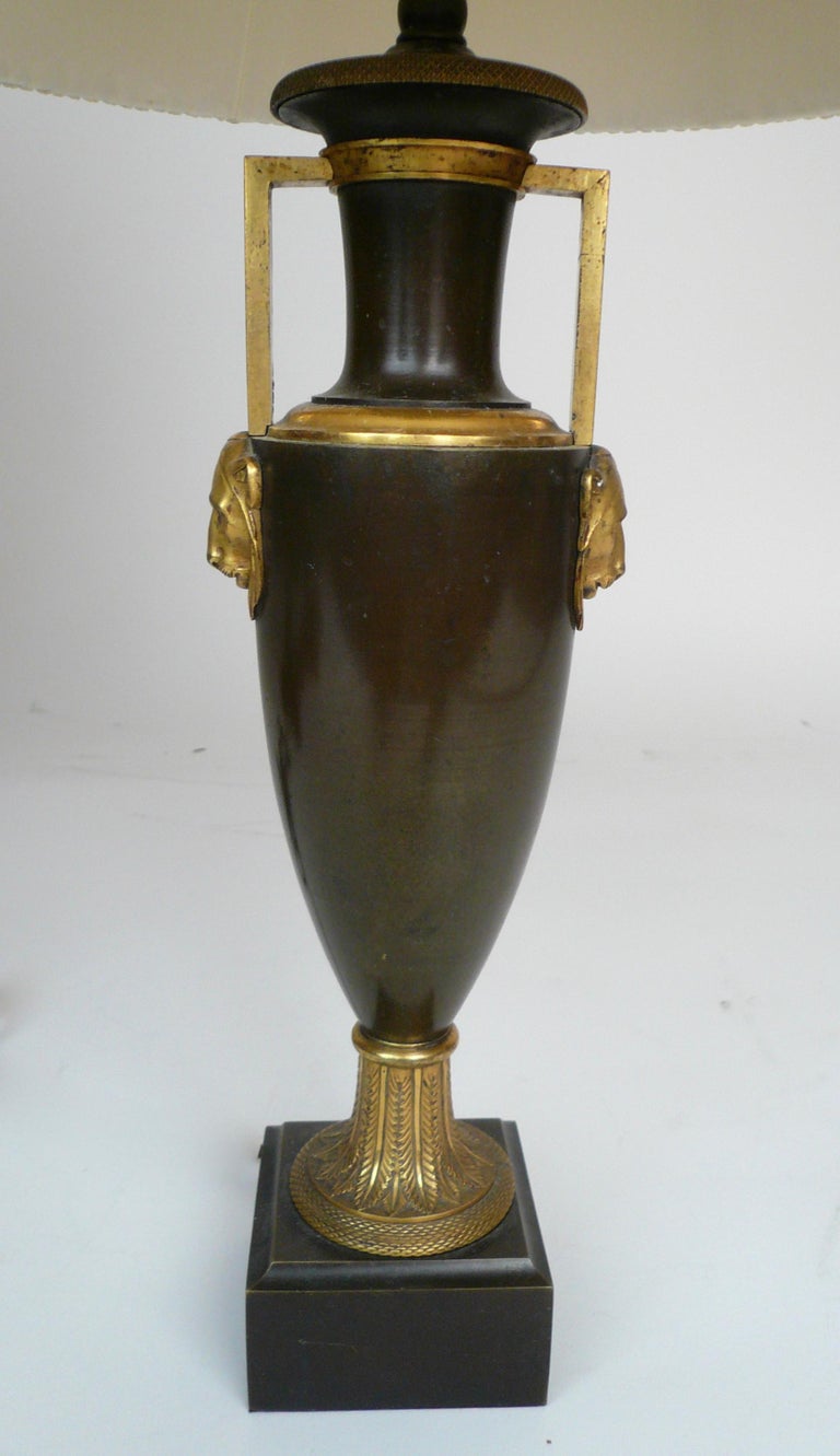 French Empire Gilt and Patinated Bronze Urn Form Lamp Base For Sale at ...