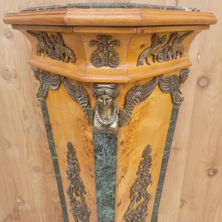 French Empire Gilt Bronze Ormolu Marble and Wood Pedestals, Pair For ...