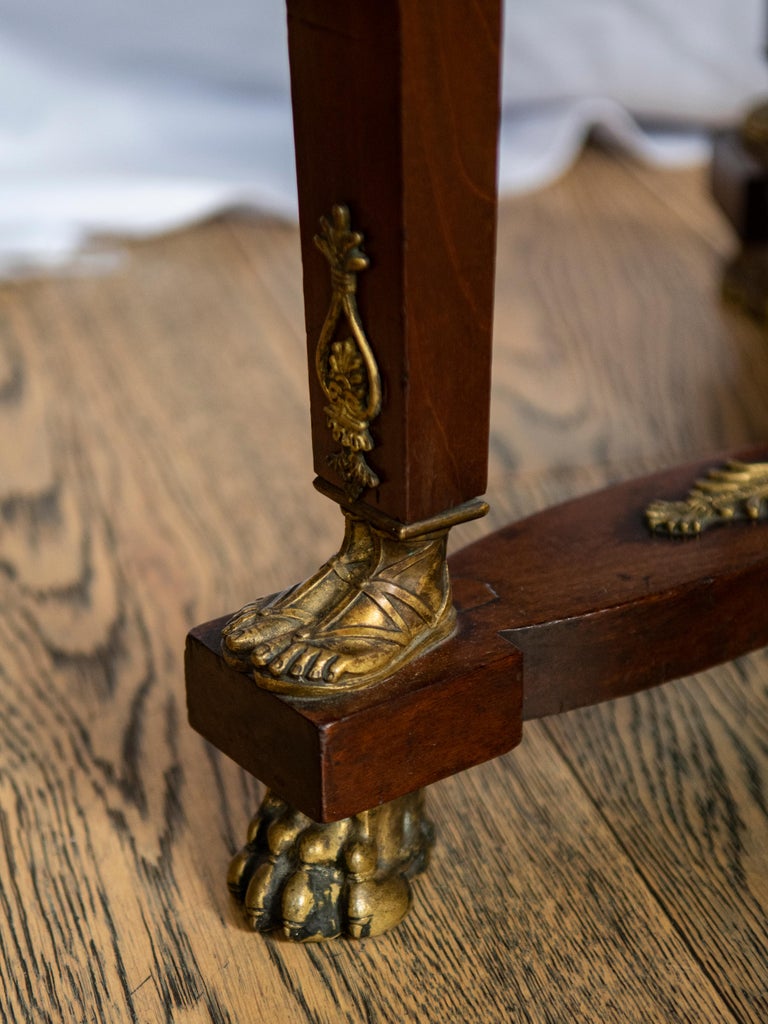 French Empire Mahogany Gueridon Table with Marble Top For Sale at 1stDibs