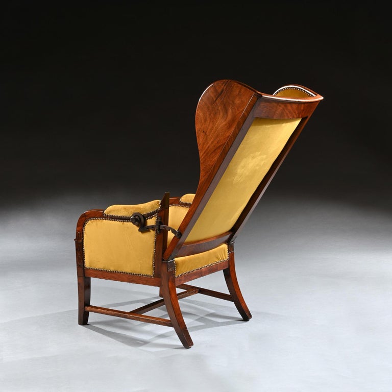 French Empire Mahogany Reclining Wing Back Armchair For Sale at 1stDibs