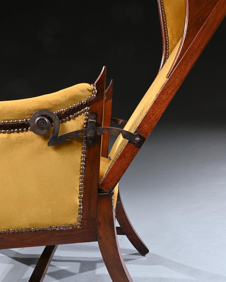 French Empire Mahogany Reclining Wing Back Armchair For Sale at 1stDibs