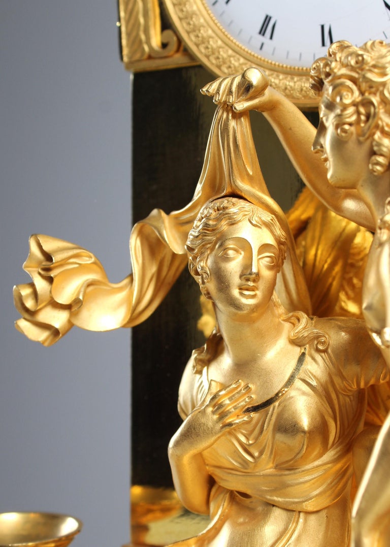 French Empire Mantel Clock, Pendule, Firegilt Bronze, Claude Galle ...