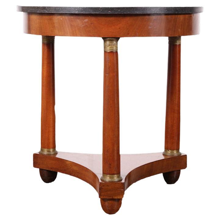 Pair of Empire Style Marble Top Bombe End Tables For Sale at 1stDibs
