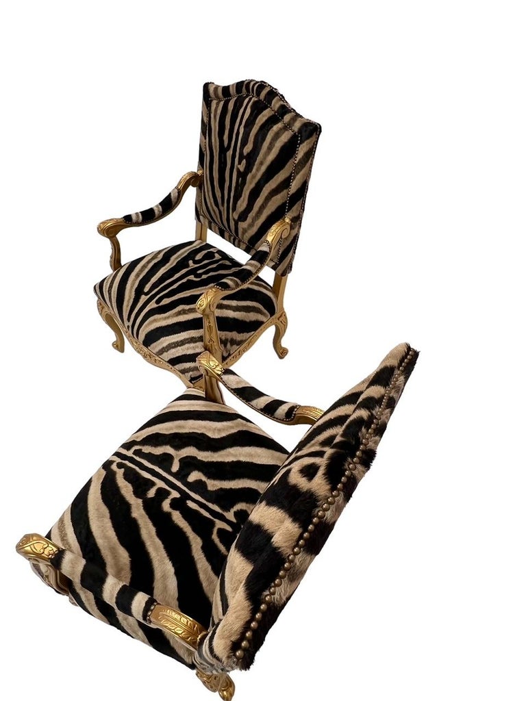 French Empire Napoleonic Style Chairs in South African Zebra Hide For ...
