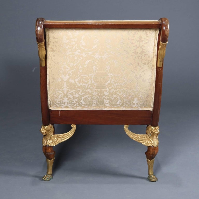 French Empire Neoclassical Mahogany and Figural Ormolu Recamier, 19th ...