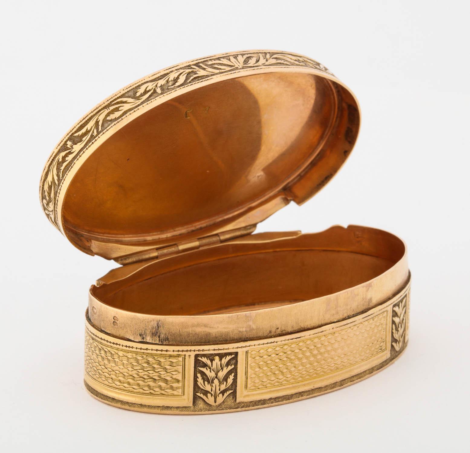 French Empire Oval Gold Snuff Box by H.A. Adam, Paris, circa 1820 at ...