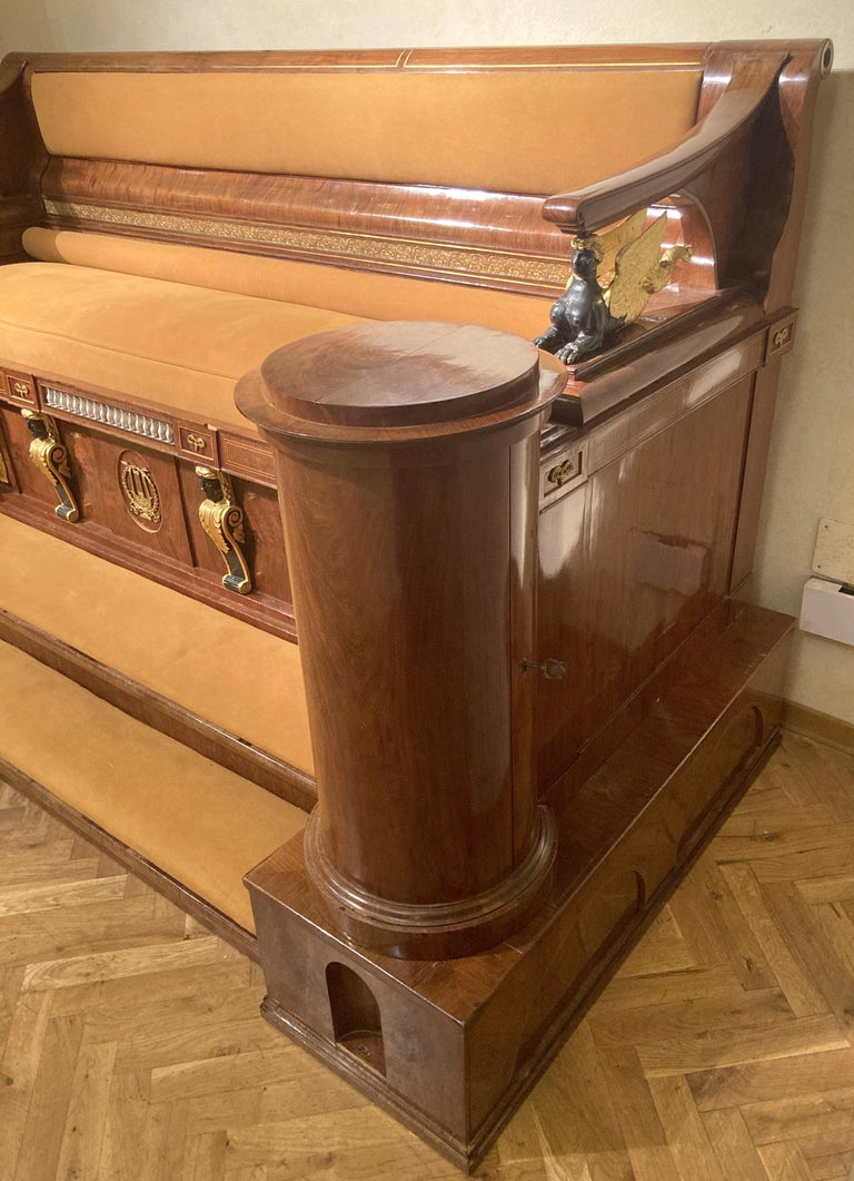 French Empire Period Billiard Room Bench openable Dry Bar Columns and ...