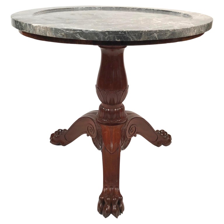 French Empire Period Center Table in Mahogany with Marble Top, Signed ...