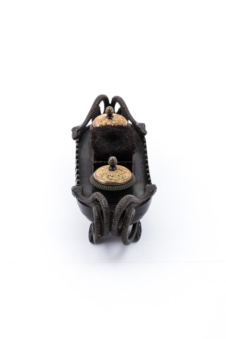 French Empire Serpent Bronze Inkwell For Sale at 1stDibs