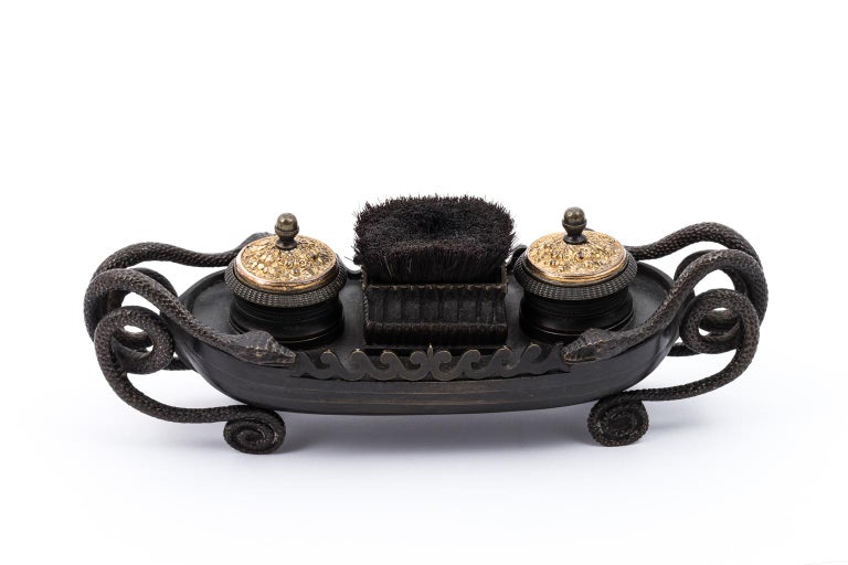 French Empire Serpent Bronze Inkwell For Sale at 1stDibs