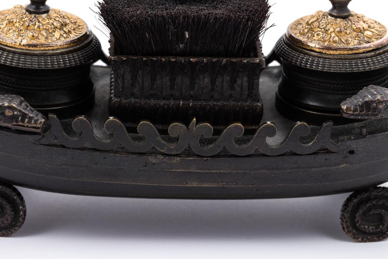 French Empire Serpent Bronze Inkwell For Sale at 1stDibs