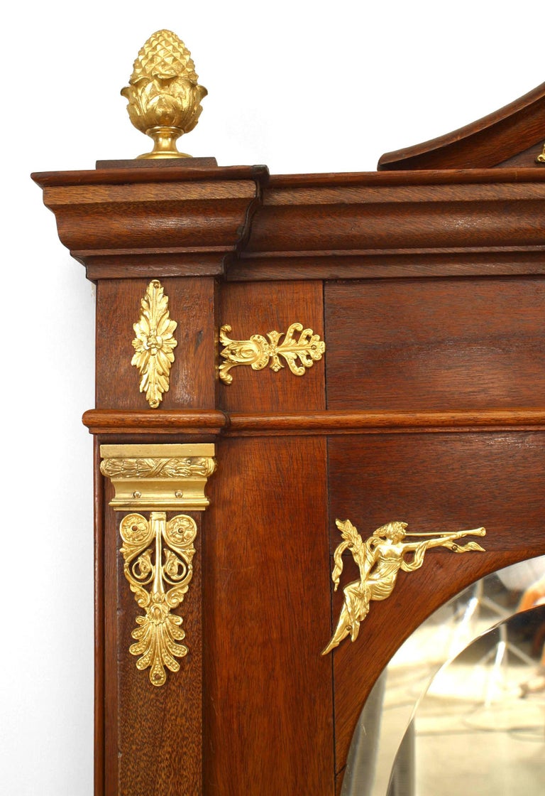 French Empire Style Mahogany and Ormolu Pediment Wall Mirror For Sale ...
