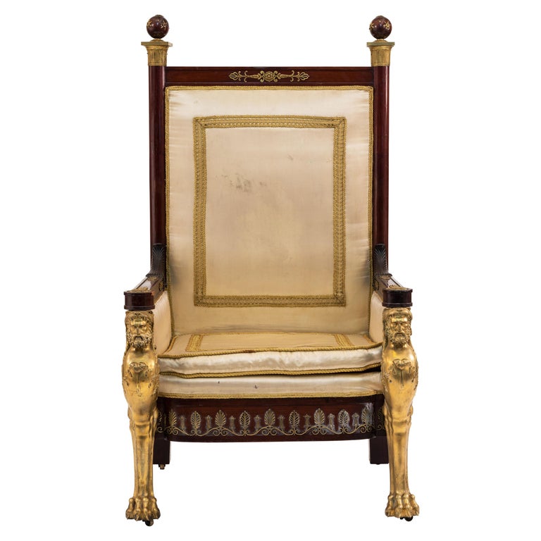 French Empire Style 19th Century Mahogany Throne Chair at 1stDibs ...