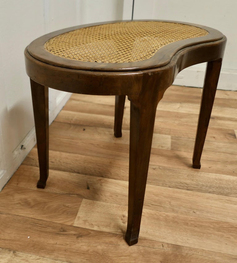 French Empire Style Bergère Kidney Shaped Stool For Sale at 1stDibs