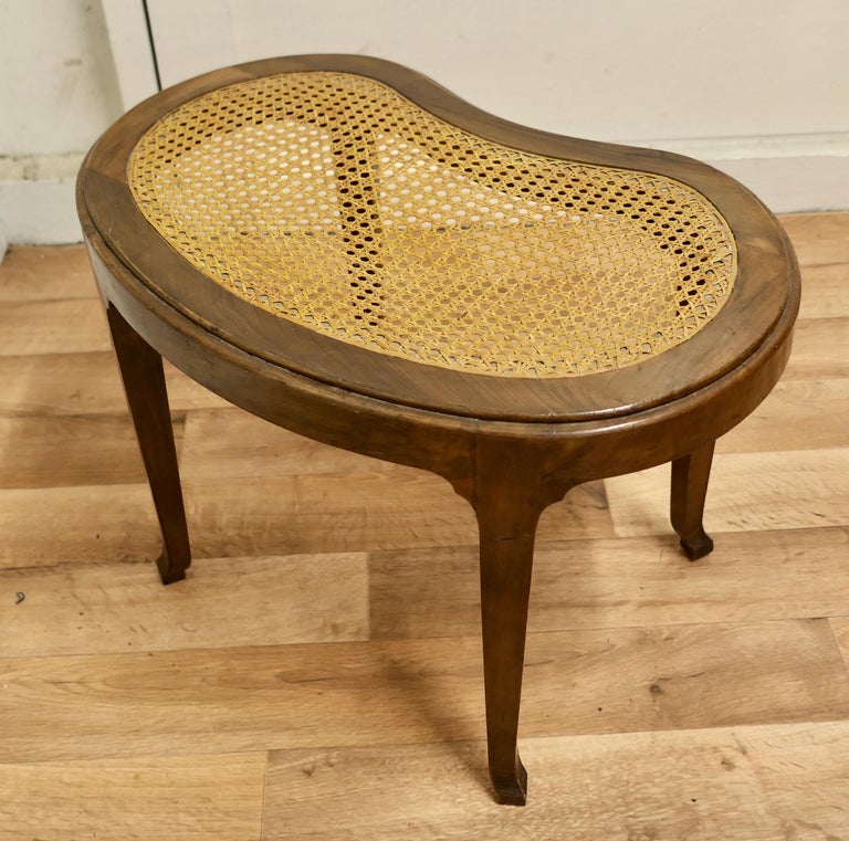 French Empire Style Bergère Kidney Shaped Stool For Sale at 1stDibs