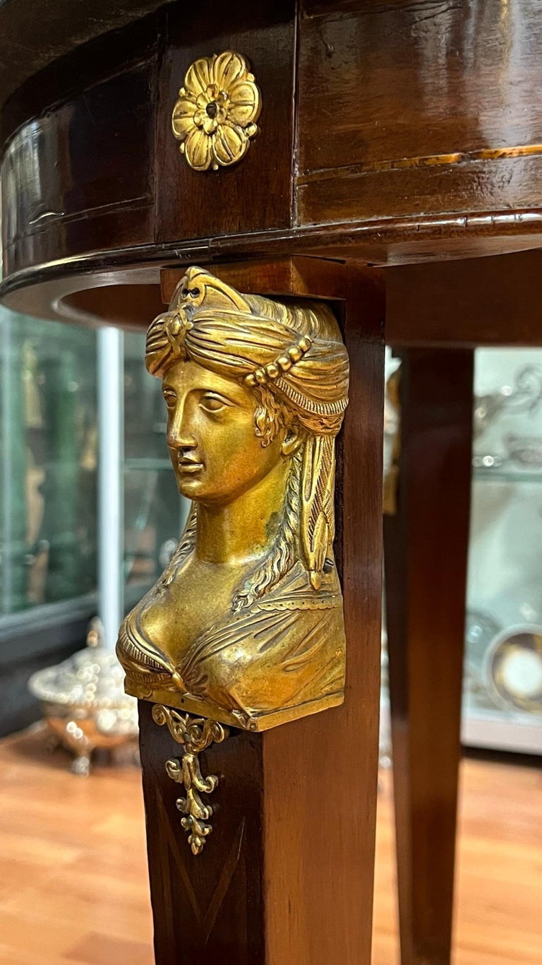 French Empire Style Bronze Mounted Center Table For Sale at 1stDibs