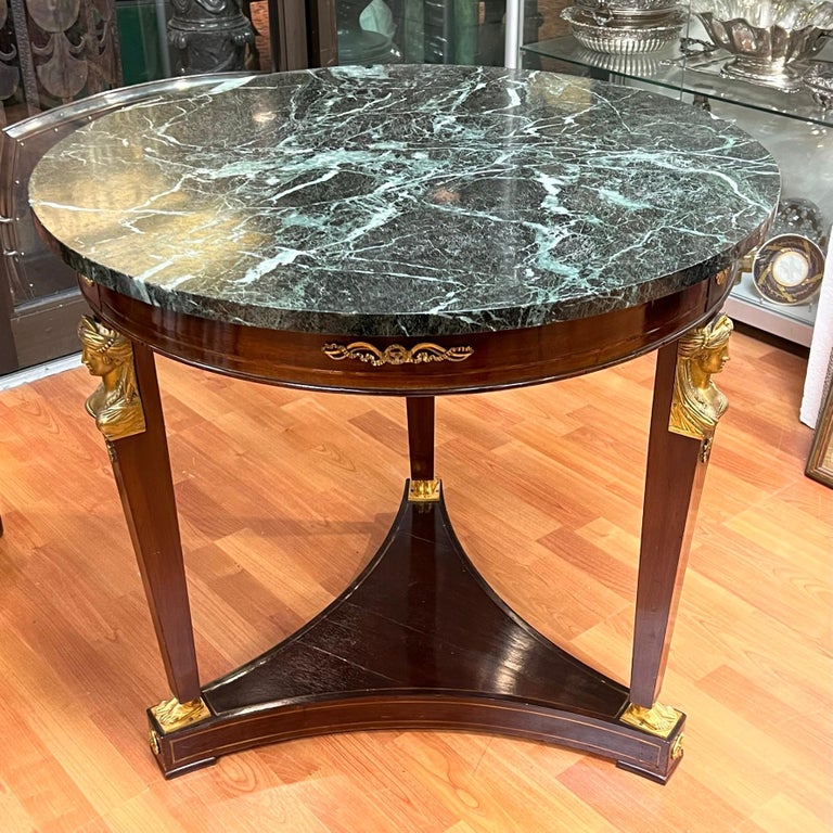 French Empire Style Bronze Mounted Center Table For Sale at 1stDibs