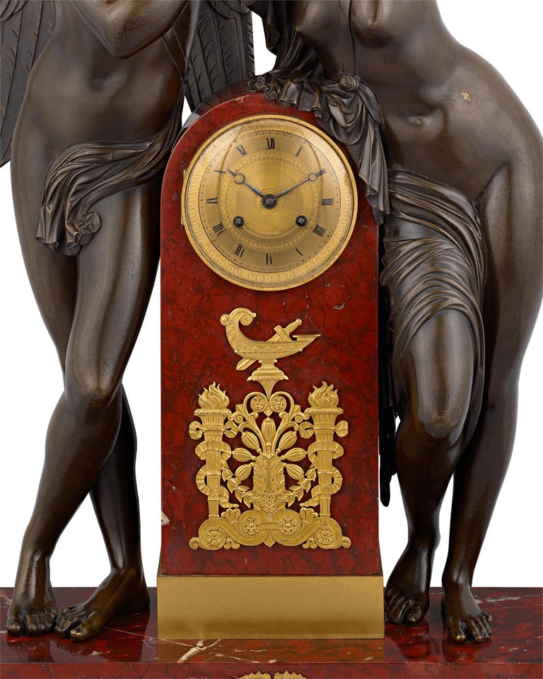 French Empire-Style Cupid and Psyche Mantel Clock at 1stDibs