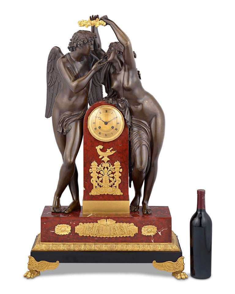 French Empire-Style Cupid and Psyche Mantel Clock at 1stDibs