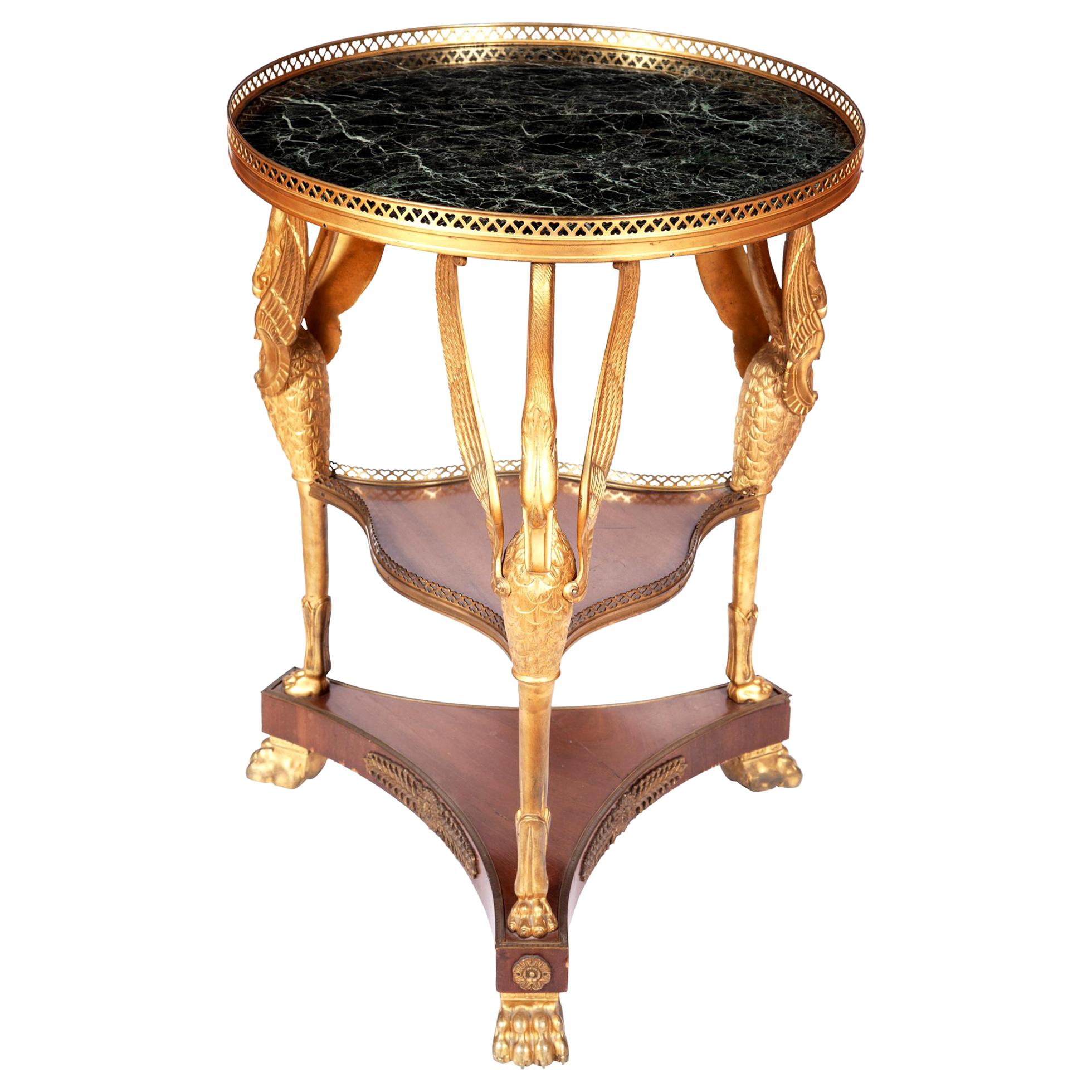 French Neoclassical Empire Style Gueridon Table, Round, Bronze and ...
