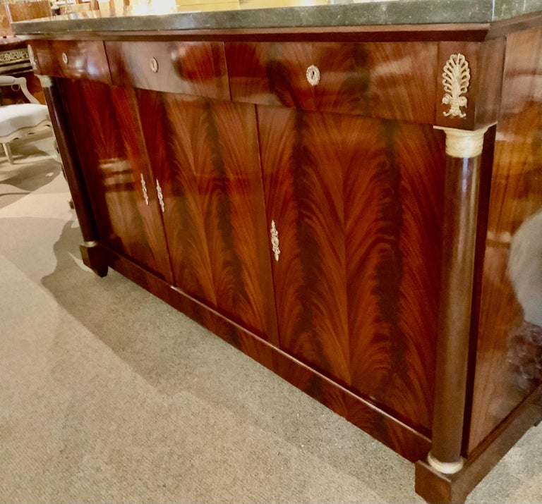 French Empire Style Marble-Top Mahogany Sideboard/Buffet at 1stDibs