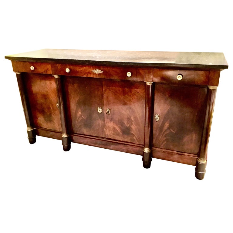 French Empire Style Marble-Top Mahogany Sideboard/Buffet at 1stDibs