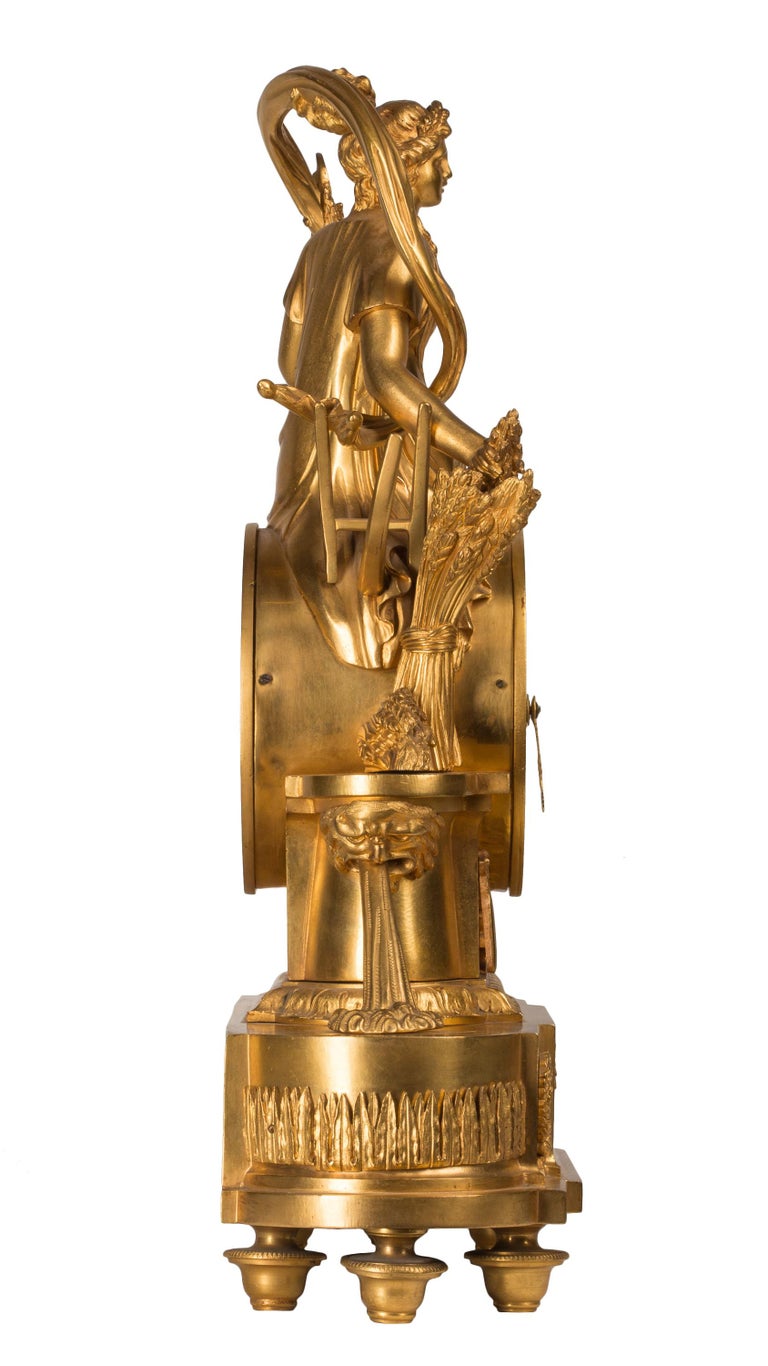 French Empire Style Ormolu Bronze 'Ceres' Mantel Clock, After Pierre ...