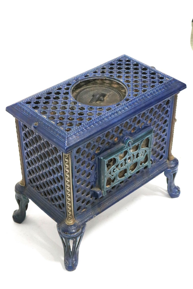 French Enamel Godin Cast Iron Wood Coal Burning Stove at 1stDibs ...