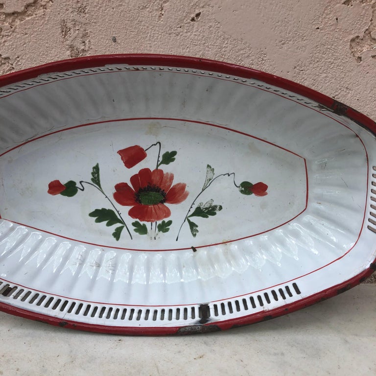 French Enamel Reticulated Corn Poppy Basket For Sale at 1stDibs