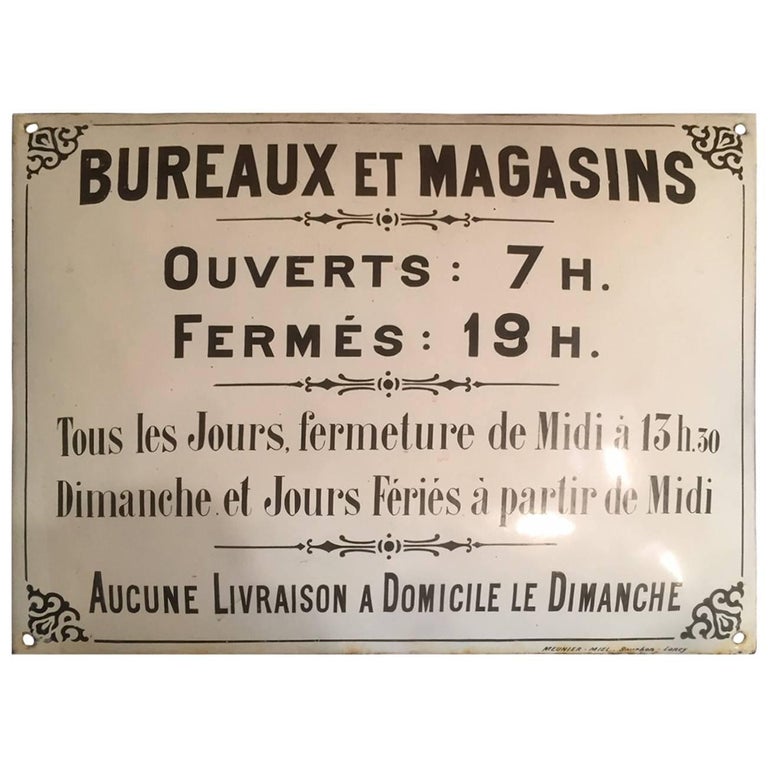 French Enamelled Sheet Metal Advertising Sign at 1stDibs