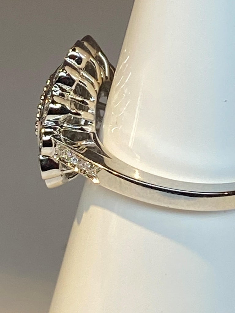 French Engagement Ring in 18 Carat Gold, Flower Model Set with Diamonds ...