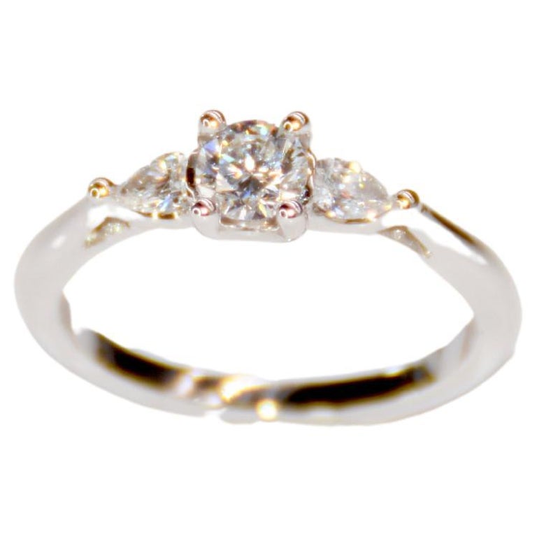 French Engagement Ring White Gold Set with Diamonds For Sale at 1stDibs