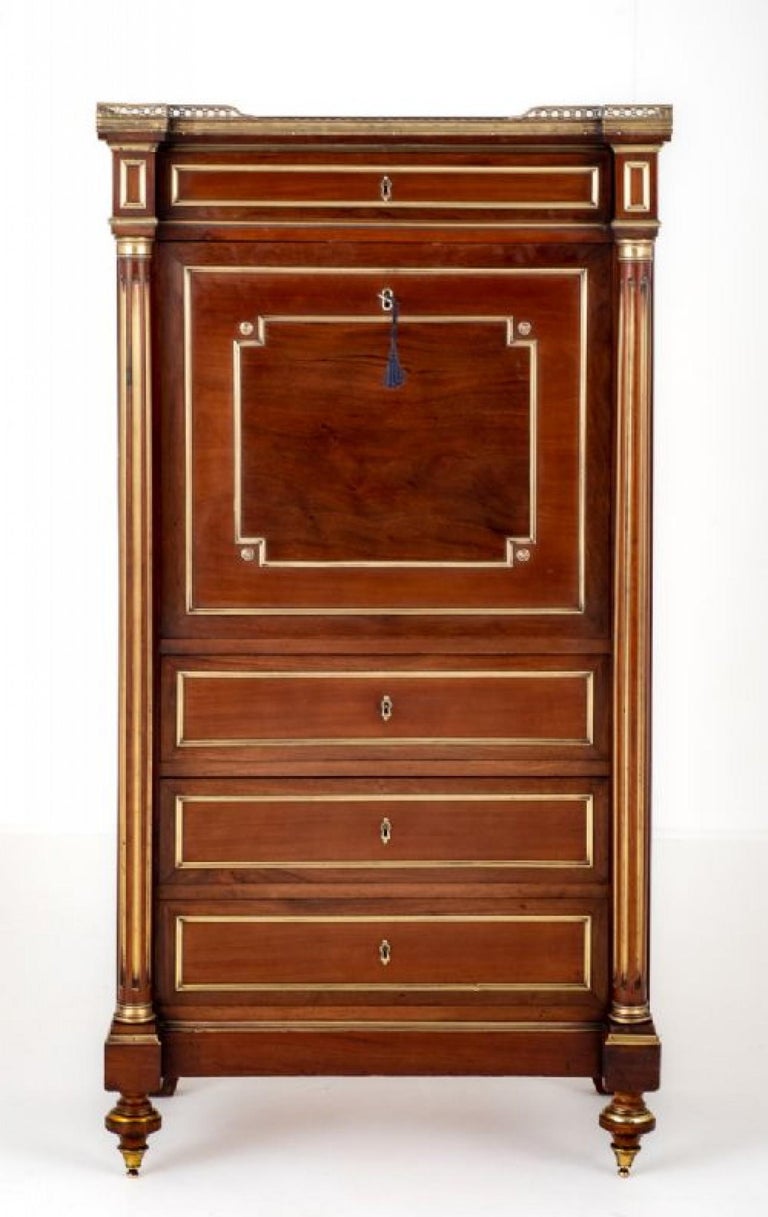 French Escritoire Desk Mahogany Antique, 1860 For Sale at 1stDibs