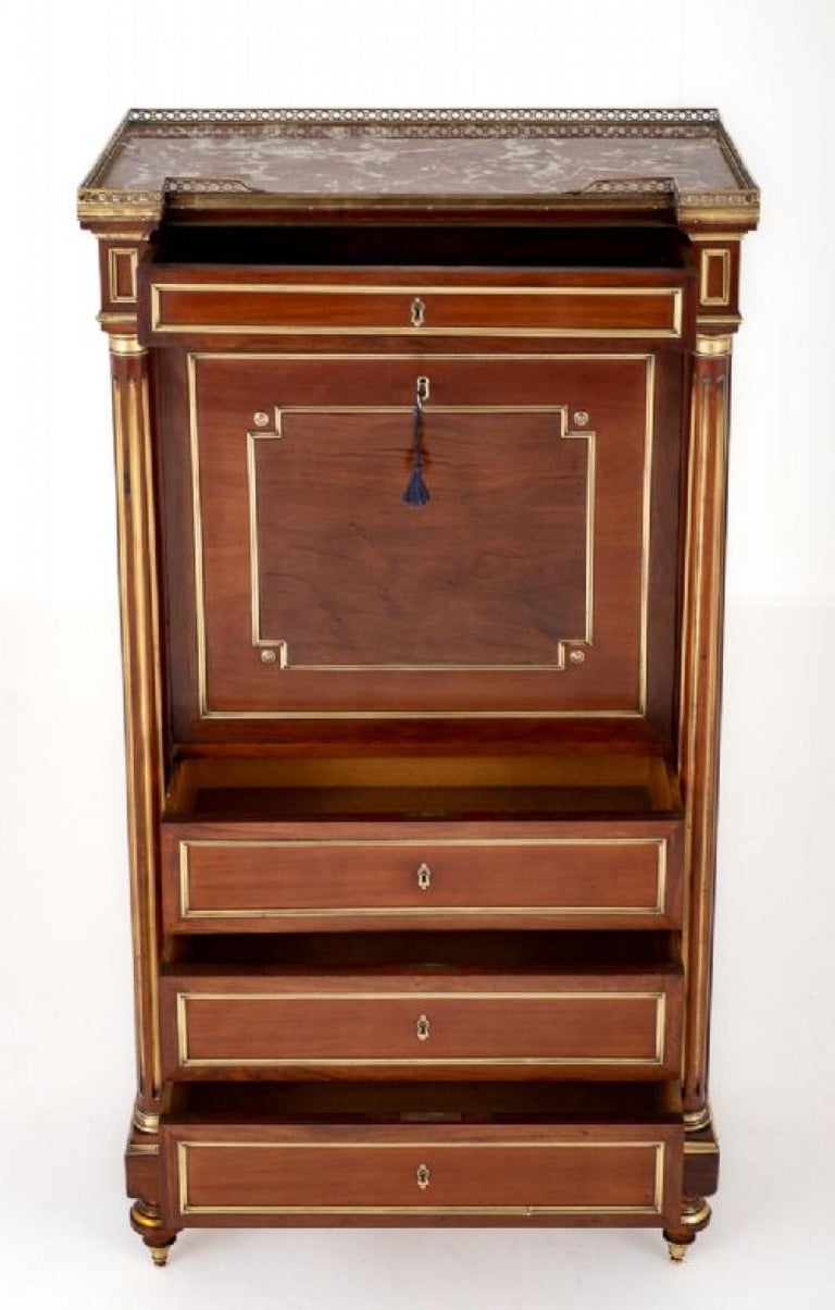 French Escritoire Desk Mahogany Antique, 1860 For Sale at 1stDibs