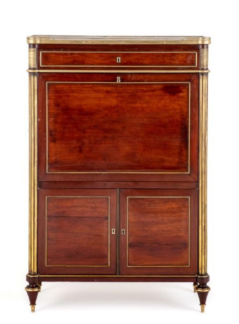 French Escritoire Desk Mahogany Antique Chest For Sale at 1stDibs