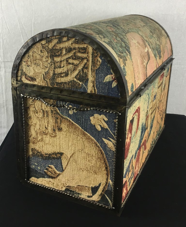 French Fabric Covered Domed Box or Chest at 1stDibs