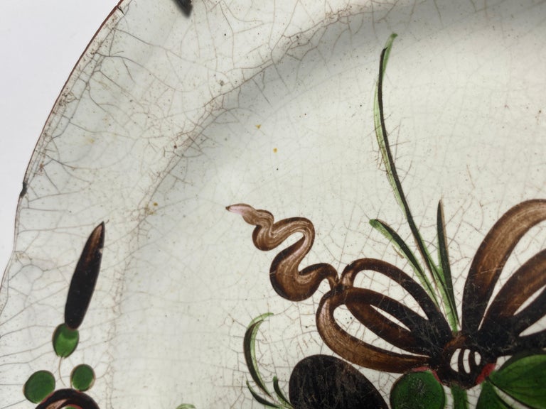 French Faience 18th Century, Flowers Decoration, Brown and Green Color ...