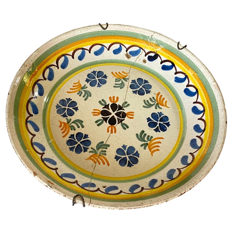 French Faience 18th Century, Hand Painted, Flowers Decor Pattern, Blue ...