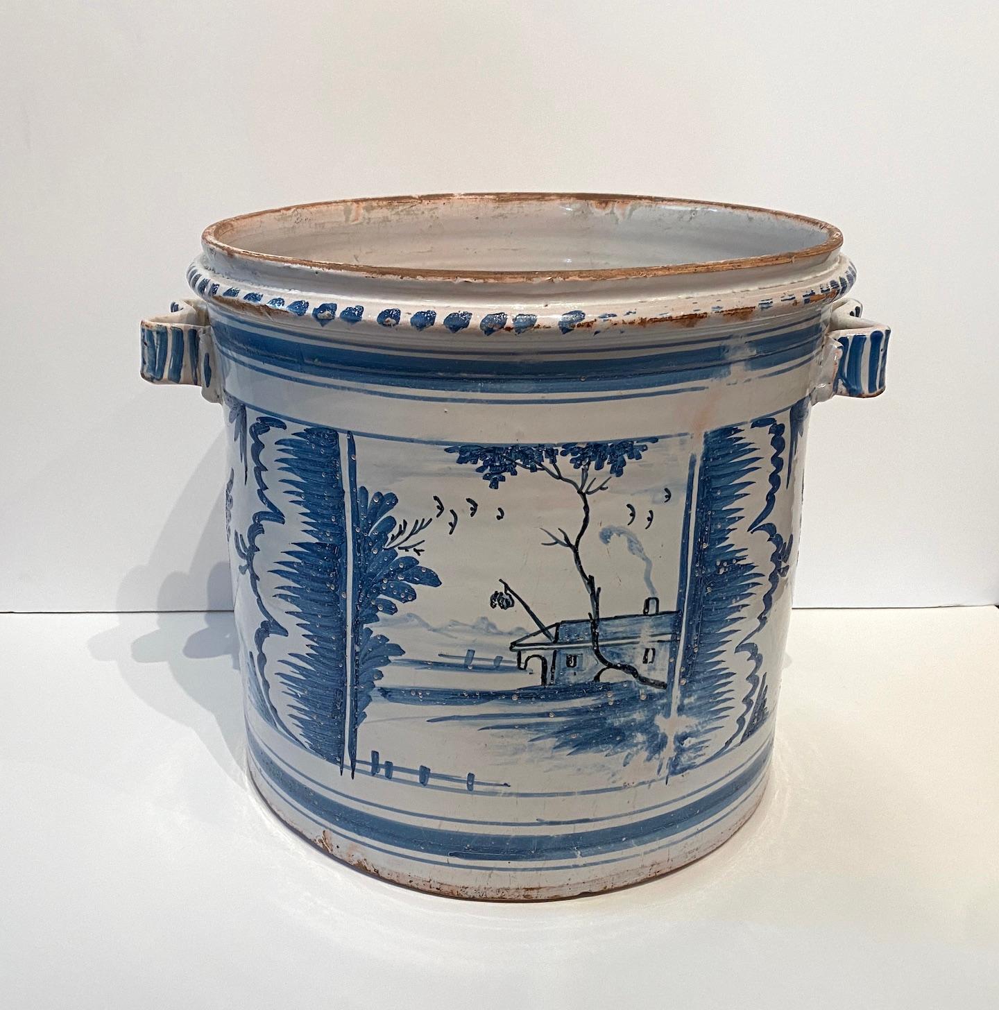 French Faience Cache Pot at 1stDibs