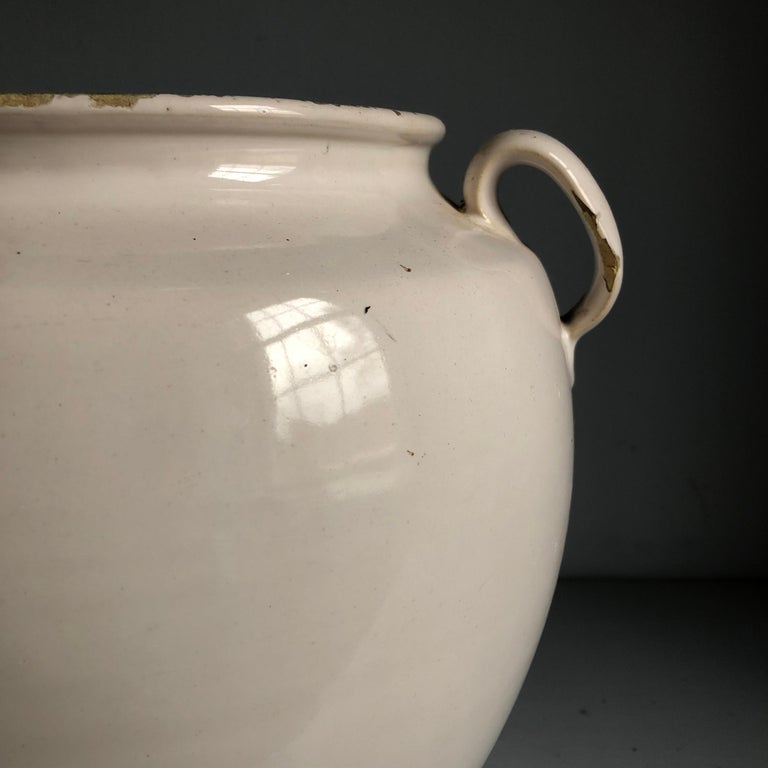 French Faience Confit Pot, White Glaze at 1stDibs