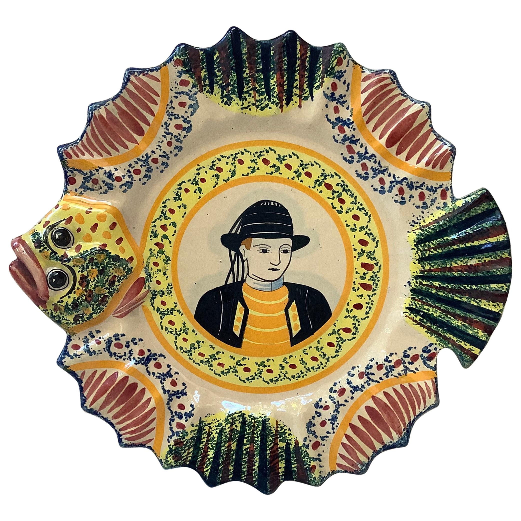 Henriot Quimper Fish Plate - 7 For Sale on 1stDibs