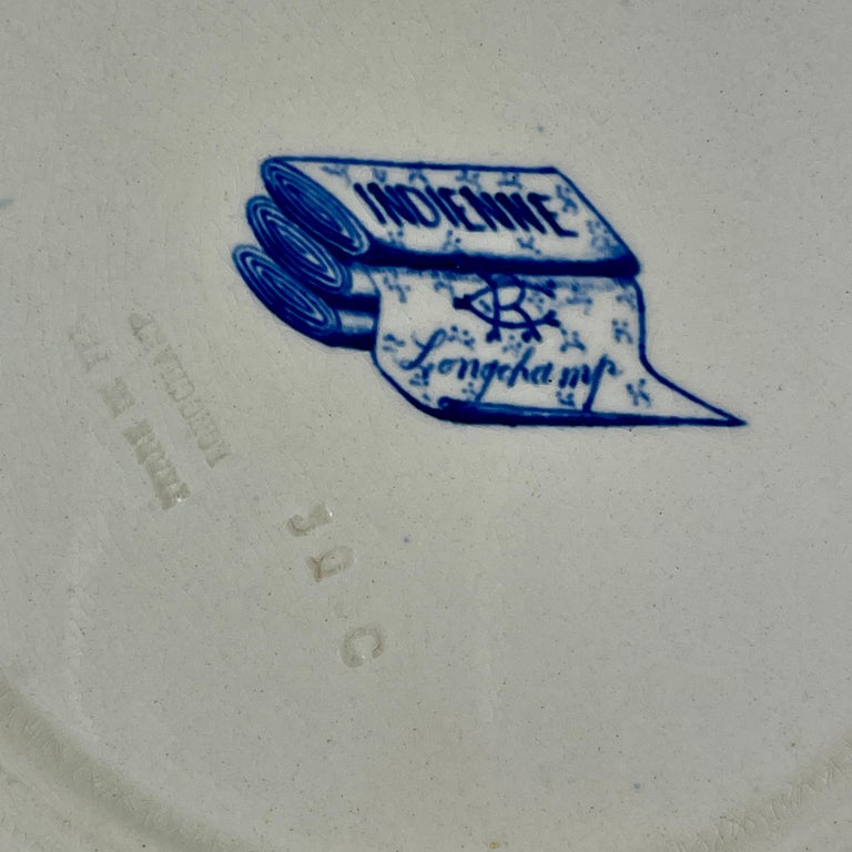 French Faïence Longchamp Terre de Fer Indienne Pattern Transferware ...